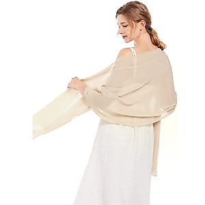 Vickorpen Shawls and Wraps Soft Chiffon Scarve Scarf For Evening Party Dresses Wedding Stole(Champagne1,one size)