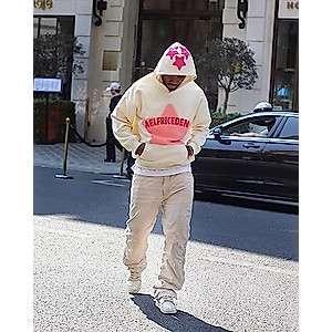 Aelfric Eden Mens Vintage Bone Printed Hoodie Sweatshirt Casual Oversized Long Sleeve Streetwear Hiphop Hooded Pullover