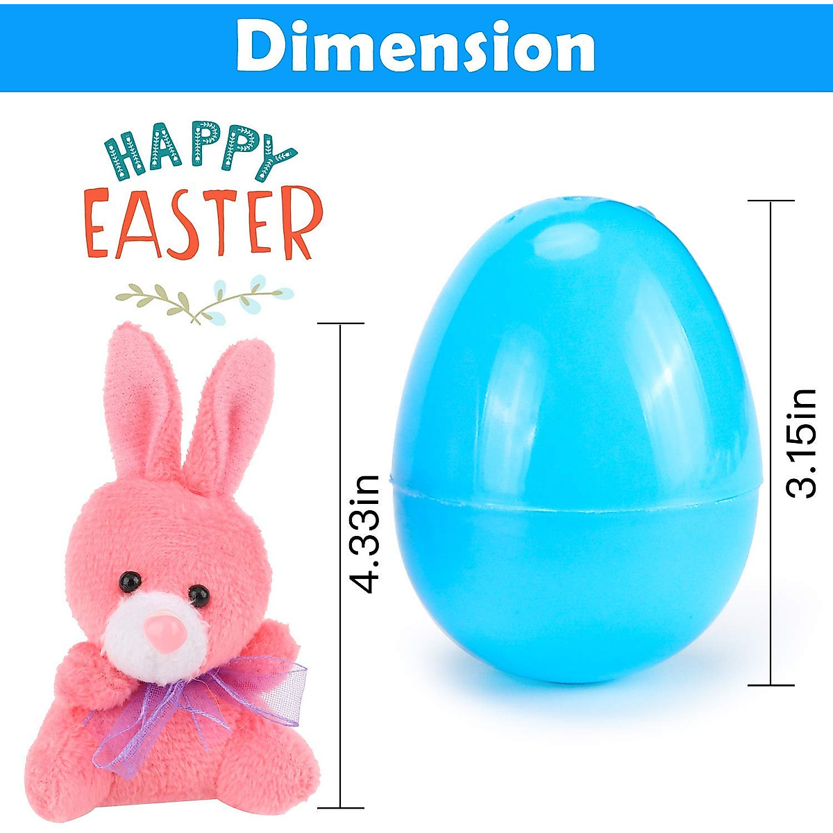 UFUNGA 12 Pack Prefilled Easter Eggs with Animal Plush 3.15Inch Plastic Easter Eggs for Easter Hunts, Basket Stuffers