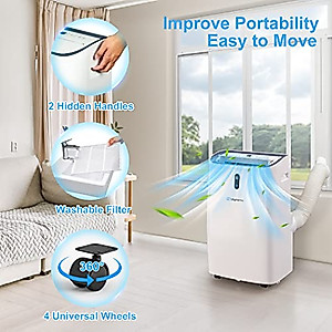 Wiytamo 14,000 BTU Portable Air Conditioners for Rooms Up to 700 Sq.Ft, 4-in-1 Portable AC Unit, Heat, Dehumidifier & Fan with Remote Control, Auto Swing, LED Display, Window Installation Kit Included