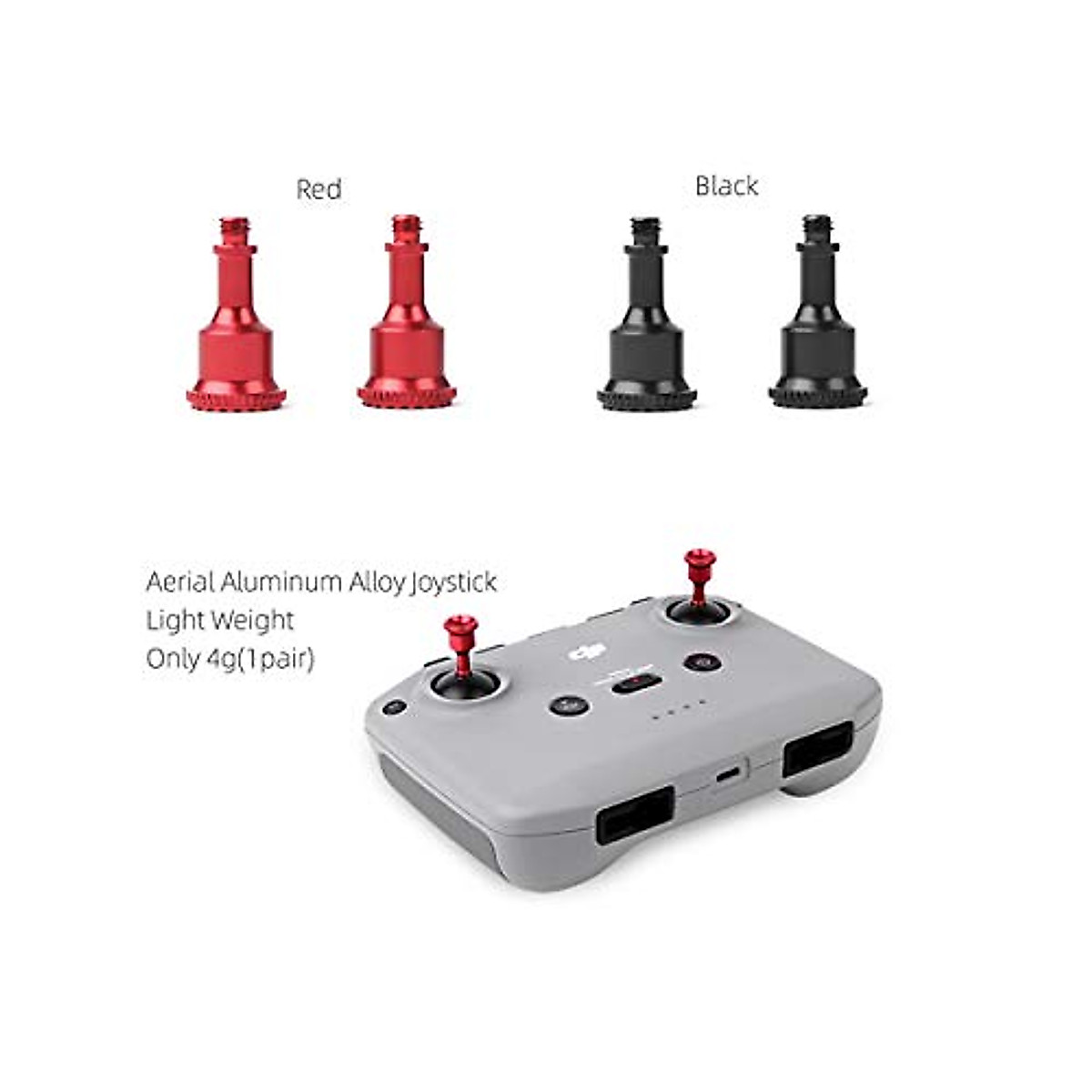 Kimyoaee 1 Pair Remote Controller Stick CNC Aluminum Transmitter Joystick Thumb Rocker Metal Protector for DJI Mavic Air 2 Drone - Black