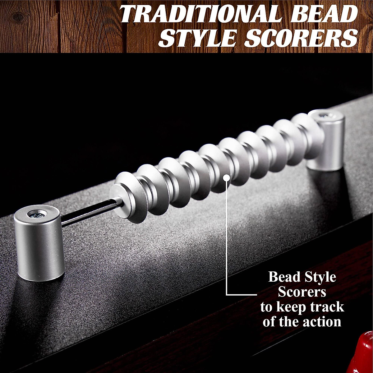 Soccer Foosball Table and Balls Set for Adults, Kids - Indoor Arcade Football Game Room Furniture 58 in Robot Style Players Bead Style Scorers Accessories Included, Brown Black