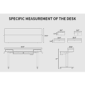 FEZIBO Sturdy Height Adjustable Electric Standing Desk with Drawers, 63 x 24 Inch Stand Up Table with Large Storage Shelf, Sit Stand Desk, Black Top
