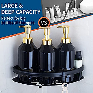 Shower Caddy, Shower Shelves-2 Pack, Adhesive Shower Organizer No Drilling, Large Capacity, Traceless Space Aluminum Adhesive Shower Bathroom Organizer, Shower Shelf for Inside Shower(Matte Black)