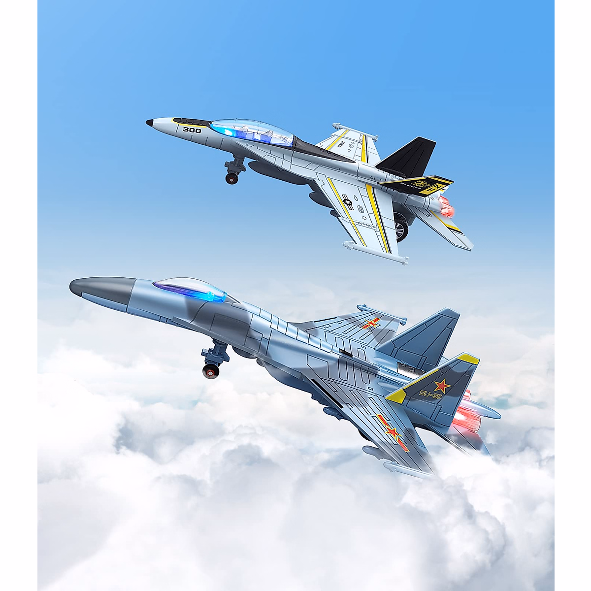 Geyiie Airplane Toy for Boys, Metal Plane Vehicle Playset, Mini Airplanes with Light, Pull Back Fighter Toy for Boys Girls Toddler Kids 3 4 5 6 Years Old