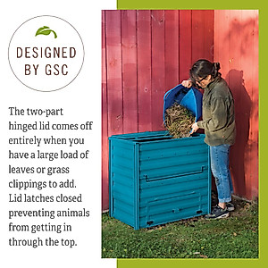 Gardener's Supply Company Demeter Metal Compost Bin | Weatherproof Powder-Coated Galvanized Steel Large Outdoor Composter | 36" W x 20" D x 32" H - Steel Blue