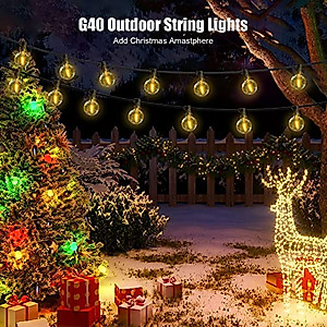 doopo 100FT Outdoor String Lights with Dimmer- LED String Lights G40 Globe Patio Lights Energy-Saving with 52 Bulbs(2 Spare), Waterproof Shatterproof Hanging Lights for Porch Outside Garden Backyard