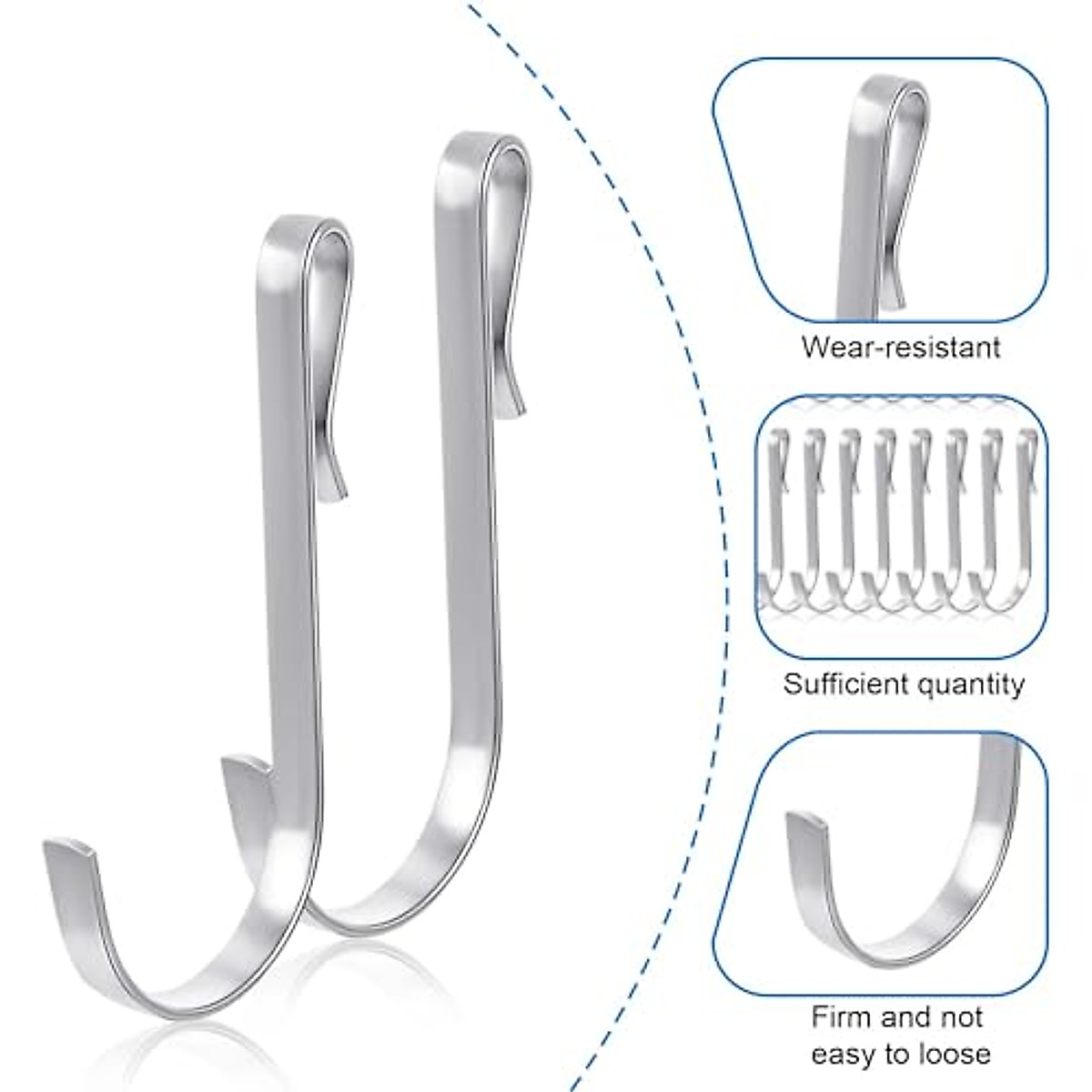 20 PCS Snap On Hooks Wire Rack Hook Stainless Steel J Shaped Hooks Hanger Clip-on Hooks, Hanging Sink Grid Hook Wire Rack Hook Heavy Duty Wire Rack Hook Utility Hooks for Kitchen Bedroom Office Wir