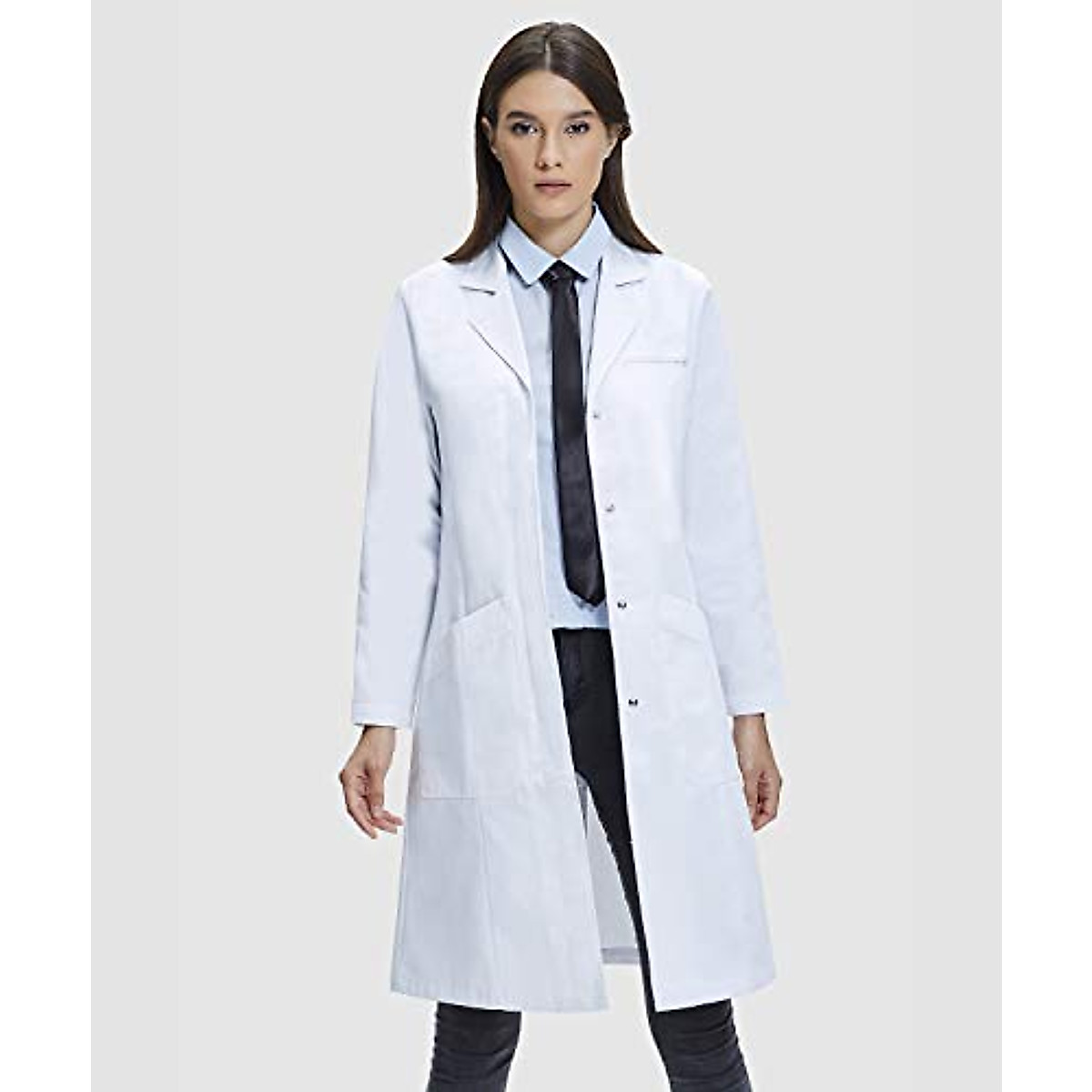 Dr. James Lab Coat for Women, 100% Cotton, Classic Fit, Multiple Pockets, White, 37 Inch Length (6)
