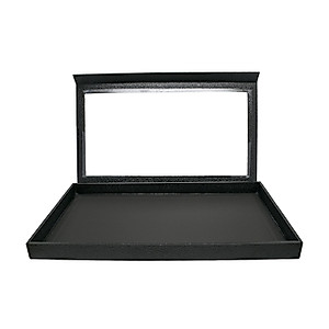 Novel Box Detachable Magnetic Lid Acrylic Black Jewelry Display Case 14.75X8.25X1.15 + Custom NB Pouch