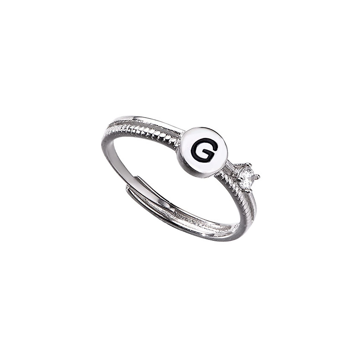 AIFOKIVO Letter G Rings for Grandma, Adjustable Initial A-Z Ring in 925 Sterling Silver, Stackable Open Alphabet Charms Rings Gifts for Grandpa/Granddauther/Godmother