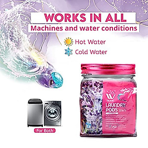 5-in-1 Laundry Pods, Total 128 Count, High Efficiency (HE), Ultra Concentrate with Powerful Stain Lifter Technology, Fabric Softener With Lavender Extracts, Detergent Pods, 32 Count/Each (Pack of 4)