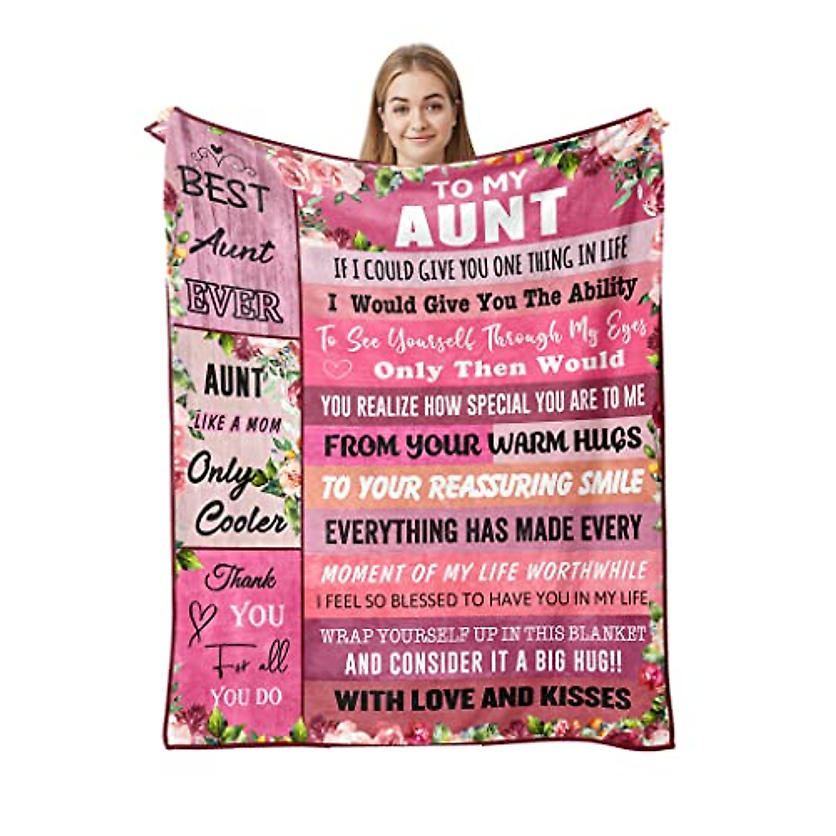 Pozevan Aunt Gift, Mother's Day Blanket Gifts for Aunt, Aunt Gifts from Niece Nephew, Best Aunt Ever Gifts, Birthday Gifts for Aunt, Funny Aunt Gifts, Meaningful Gift for Aunt - Blanket 60" X 50"