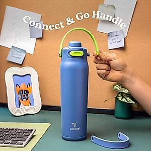 REDUCE Aura Vacuum Insulated 26 oz Water Bottle - Leak-Proof & Chug Spout for Quick Hydration - Keeps Drinks Cold for 30 Hours - Removable Handle for Travel or Gym - Soft Sit Base - Mineral Blue