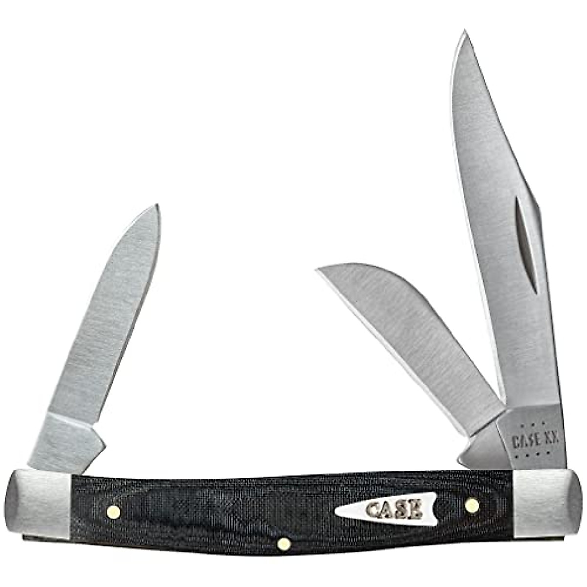 Case XX WR POCKET KNIFE MEDIUM STOCKMAN - SMOOTH BLACK MICARTA, ITEM 27818, LENGTH CLOSED 3 1/4 INCH (10344 SS)