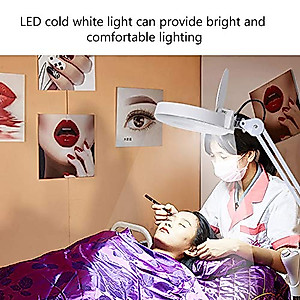 Ejoyous Magnifying Floor Lamp, 5X Glass Lens LED Magnifier Facial Light Rolling Floor Standing Salon Beauty Skincare Tattoo Manicure Equipement with Adjustable Gooseneck - White