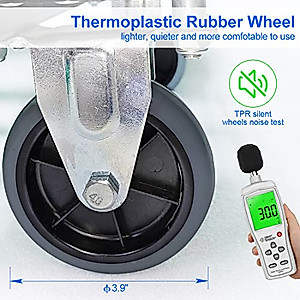 Foldable Platform Cart, Heavy Duty Aluminum Metal Hand Truck Folding Push Carts for Luggage Moving Transportation, 4 Rubber Wheels, 330LB Load Capacity, Come with Bungee Cord