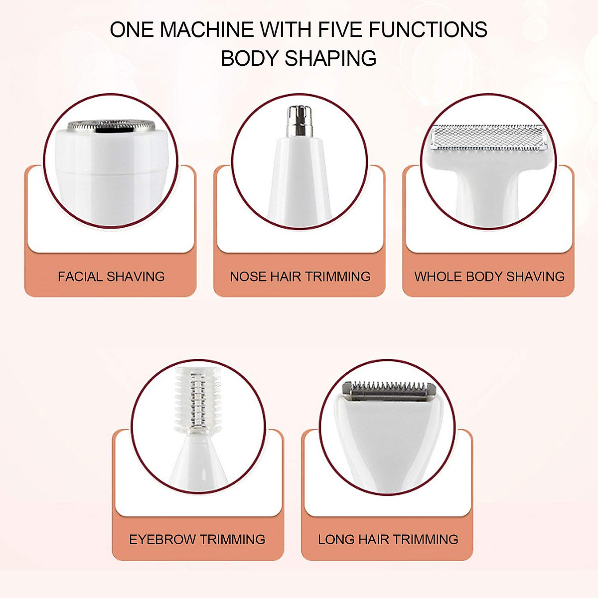 Female Epilator, Multifunctional Electric Usb Rechargeable Female, Painless 5-In-1 Epilator, Suitable For Whole Body Shaving Ladies And Men