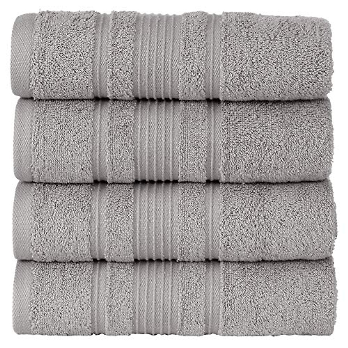 Qute Home 4-Piece Hand Towels Set, 100% Turkish Cotton Premium Quality Towels for Bathroom, Quick Dry Soft and Absorbent Turkish Towel, Set Includes 4 Hand Towels (Grey)