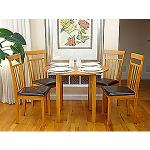 Set of 4 Dining Kitchen Side Chairs Warm Solid Wooden in Maple Finish Padded Seat