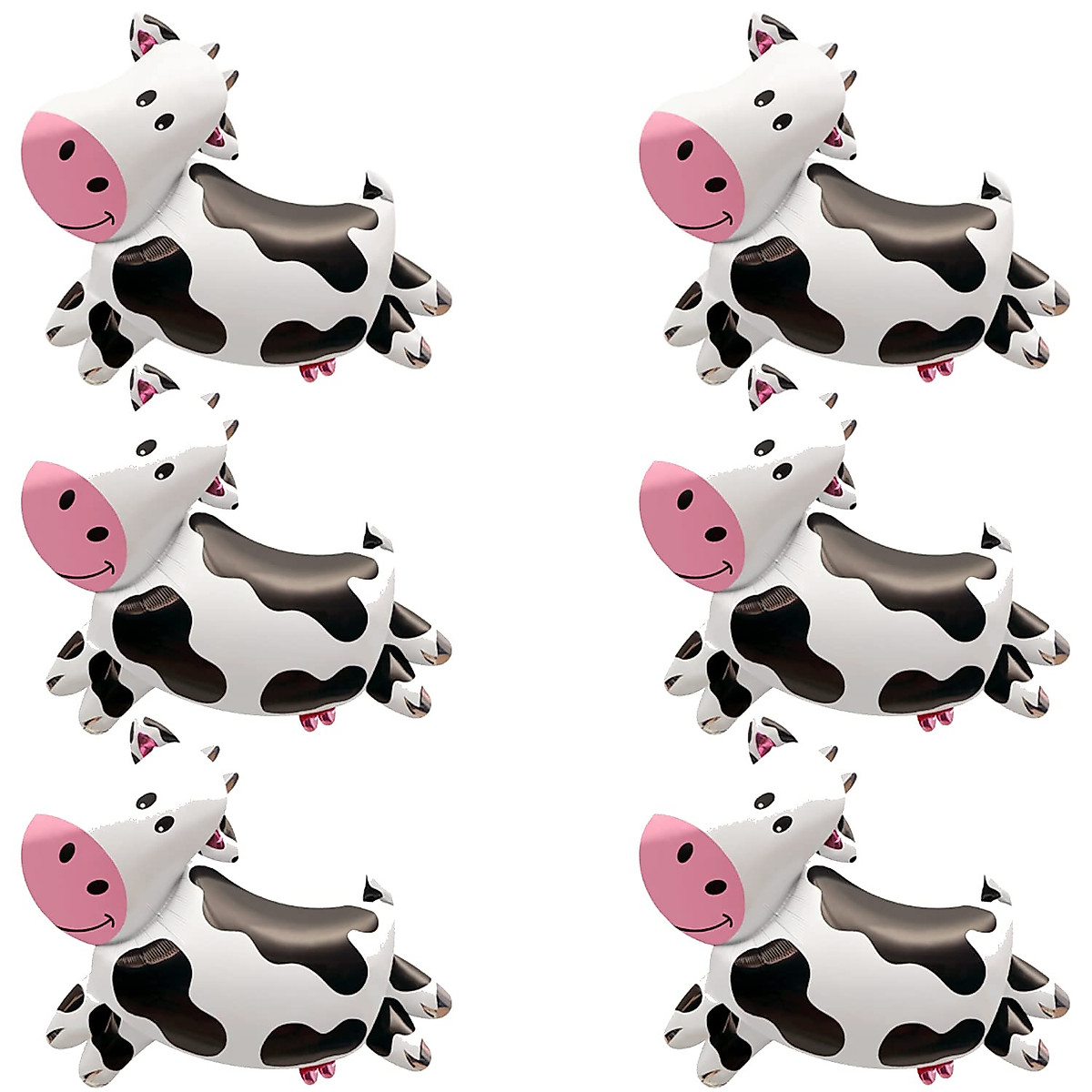 6 PCS Cow Balloons Cow Print Large Mylar Foil Balloons 36 Inches Cow Shape Balloon Baby Shower Girl One 1st Birthday Party Western Cowboy Theme Party Farm Animal Theme Decorations Birthday Supplies