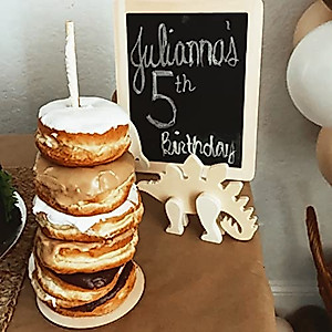 Honbay 4PCS Round Wood Donut Stands Doughnut Dessert Stands Bagels Display Holder, for Wedding, Birthday, Kids, Baby Shower