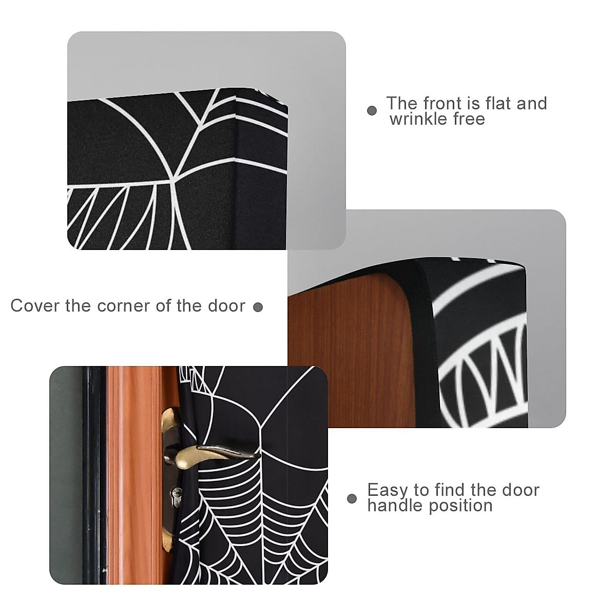 Burbuja Halloween Web Door Cover, Stretch Fabric Backdrop Door Porch Covers for Home Party Holidays Decoration, 32x79 In