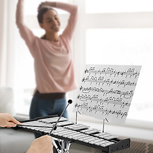 Eastar Professional 32 Note Glockenspiel Xylophone Bell Kit Percussion Kit with 8 Inch Drum Practice Pad, Stand, Glockenspiel Stick, Drum Sticks and Carrying Bag