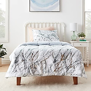 Pop Shop Marble 2 Piece Comforter Set, Twin, Silver
