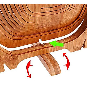 Kamay's 11X10.6 Inch Bamboo Fruit Bowl Collapsible Basket For Fruit Egg Bread Fruit Dried Fruit Folding Fruit Basket Multifunction Heat Resistant Bamboo Trivets Pot Mat Hot Pan Pads (Tomato shaped)