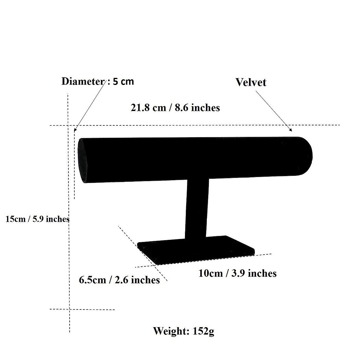 COMELYJEWEL Set of 2 Jewelry T-Bar Display Black Velvet 1 Row Accessories Organizer Event Show Scrunchie Stand Hovering Bracelet Stand Bangle Watch Holder Storage for Home Organizing