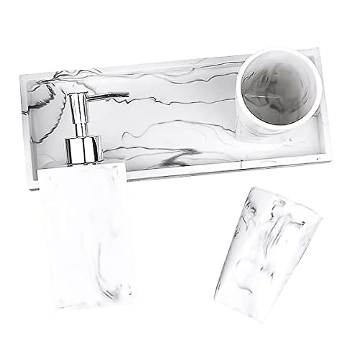 Cabilock 1 Set Bathroom Four Piece Set Dresser Tray White Ceramic Countertop Soap Dispenser Tray Soap Dispenser Organizer Sink Soap Dispenser Holder Soap Liquid Dispenser Nordic Toiletries
