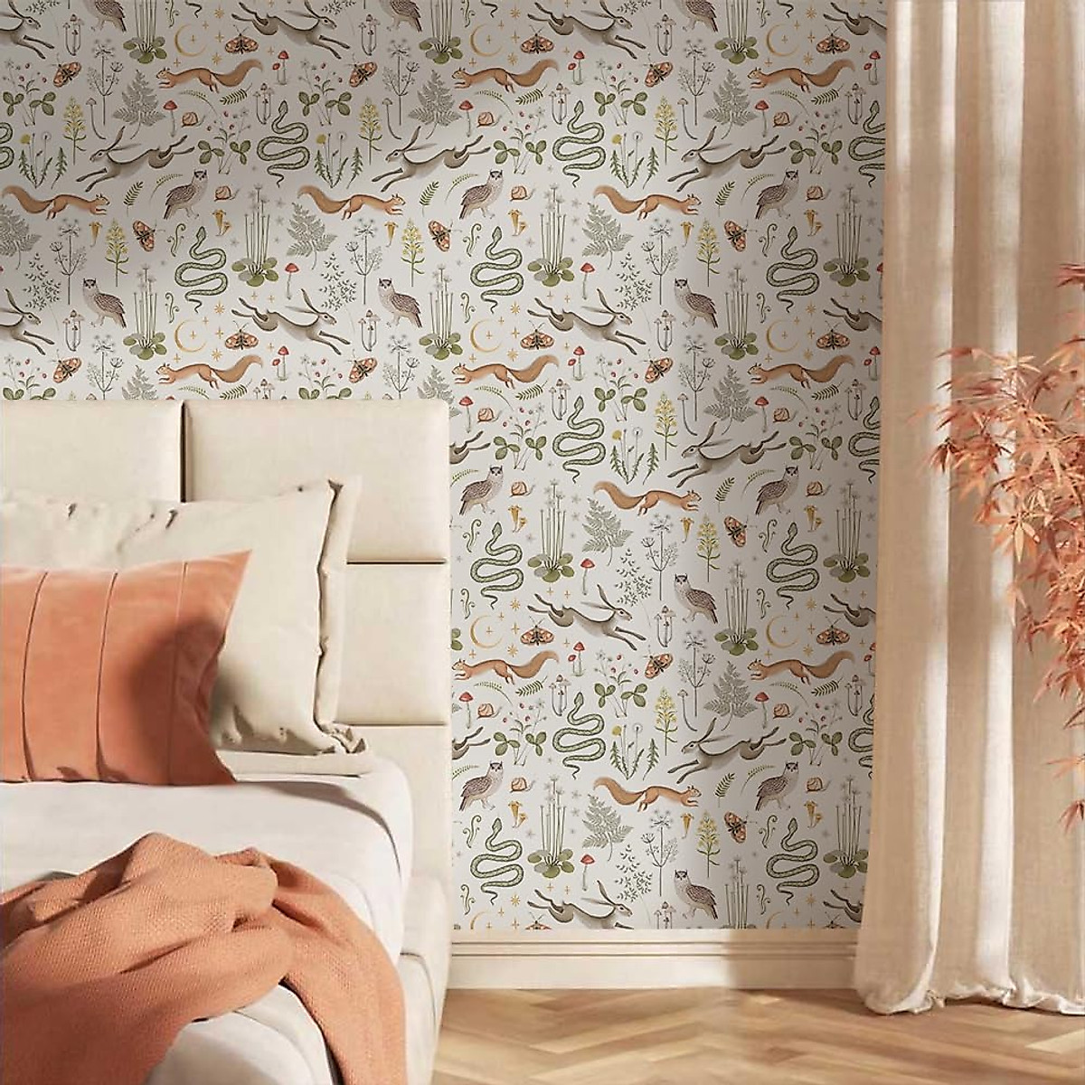 VistaPalette 18"x236" Animals Star Moon Squirrel Leaf Peel and Stick Self Adhesive Wallpaper Removable Contact Paper Stick on Easy Peel Off Wall Paper for Kitchen Bedroom Bathroom Renter