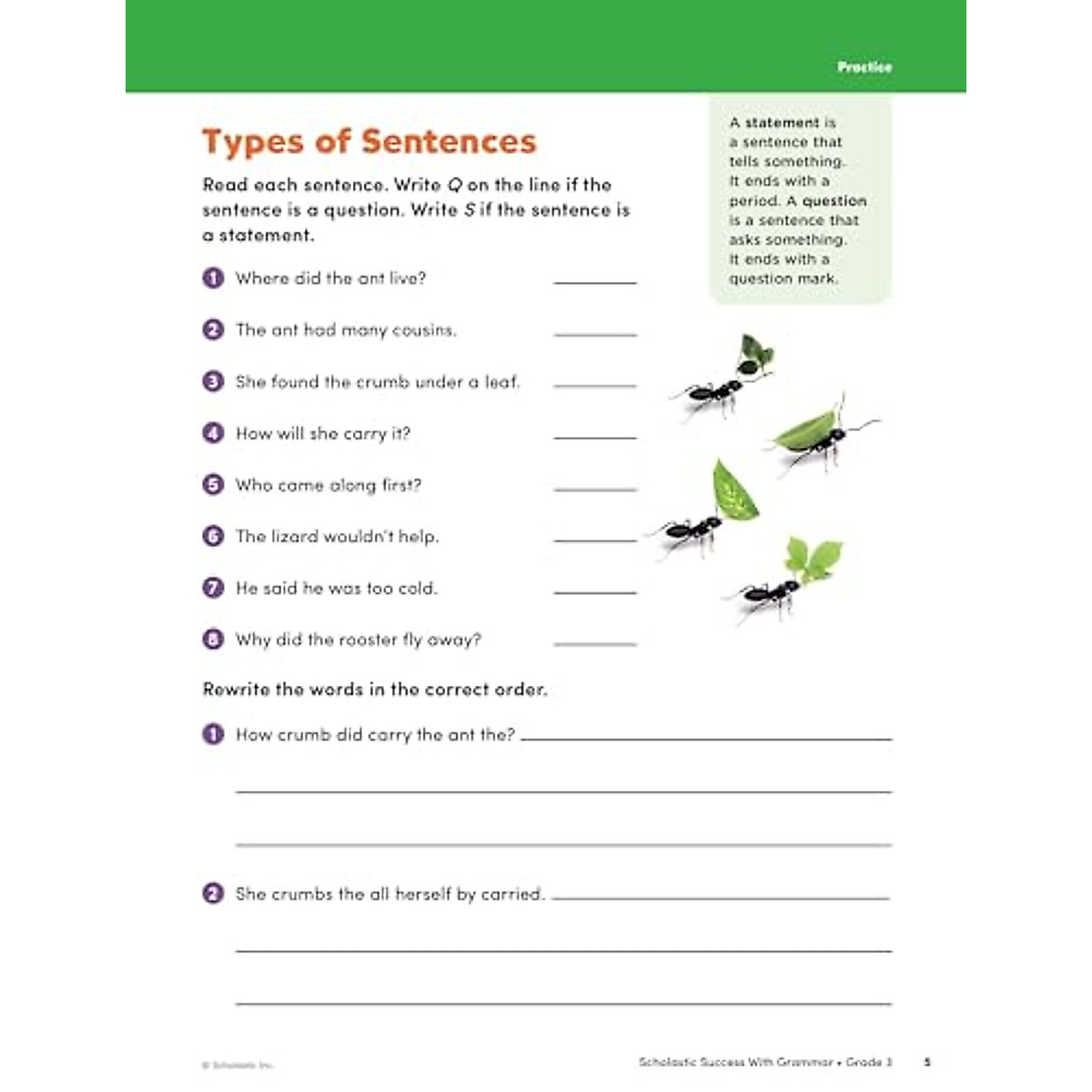 Scholastic Success with Grammar Grade 3 Workbook