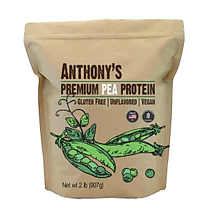 Anthony's Premium Pea Protein, 2 lb, Plant Based, Gluten Free, Unflavored, Vegan, Keto Friendly, Made from Peas