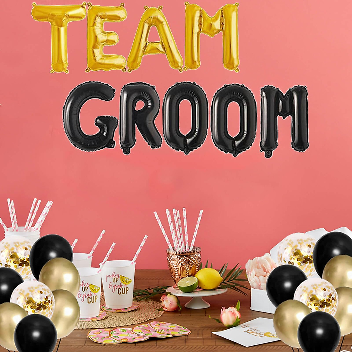 Team Groom Balloons Gold and Black Bachelor Party Banner Men Bachelor/Groom To Be/Bridegroom To Be Themed Decor for Bridegroom Shower Engagement Wedding Party Supplies Decorations