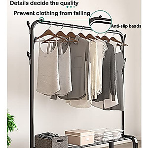 ZBYL Garment Rack Wardrobe Clothes Rack, Metal Freestanding Clothing Rack Closet Organizer for Hanging Clothes, Portable Storage Shelves Standard Rod with Bottom Rack, 115×150cm