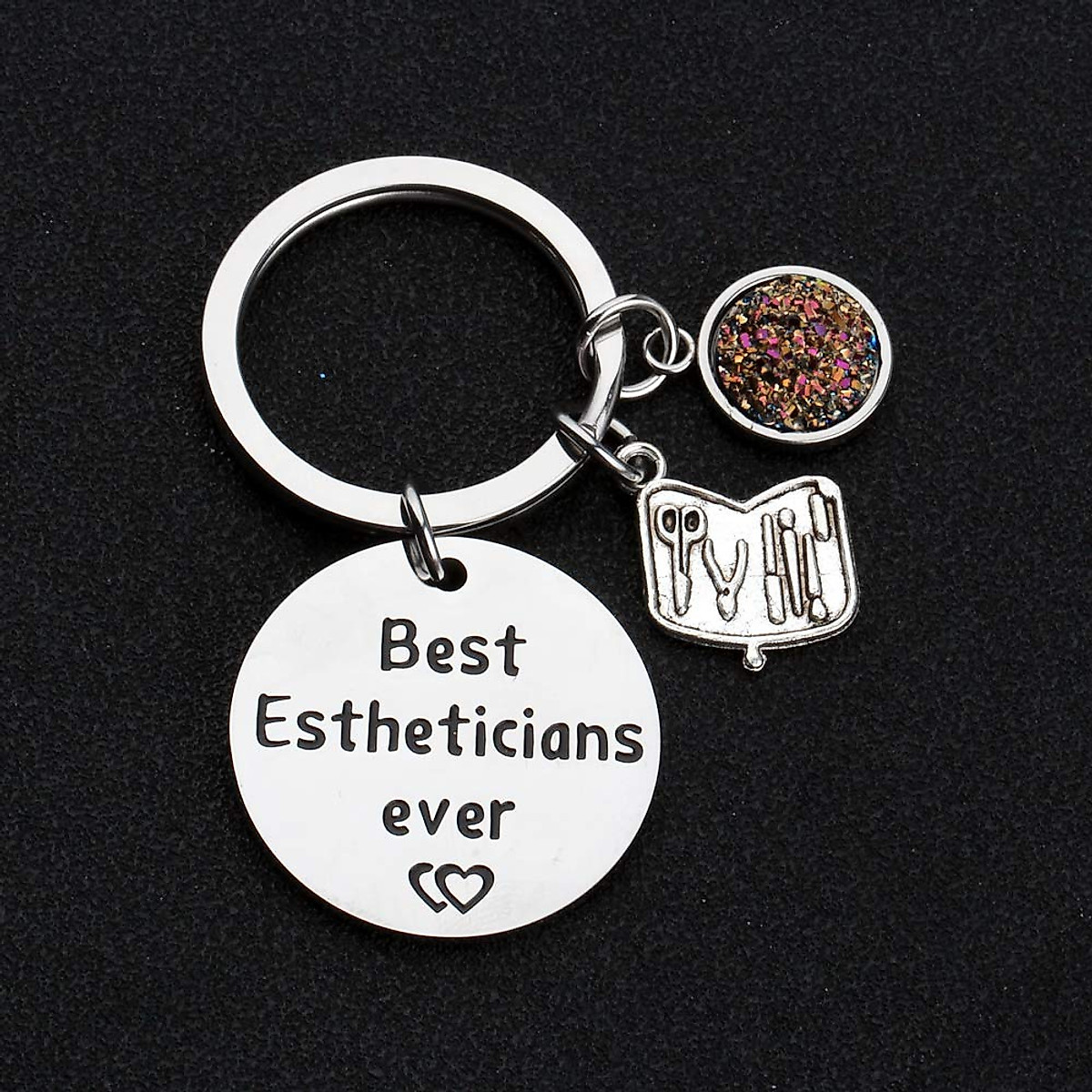 KUIYAI Estheticians Keychain Best Estheticians Ever Keychain with Lipstick Charm Beautician Gift Estheticians Gift (Best Estheticians Ever)