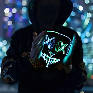 AnNido Halloween Mask LED Light Up Mask Halloween Scary Cosplay Mask for Festival Parties Costume