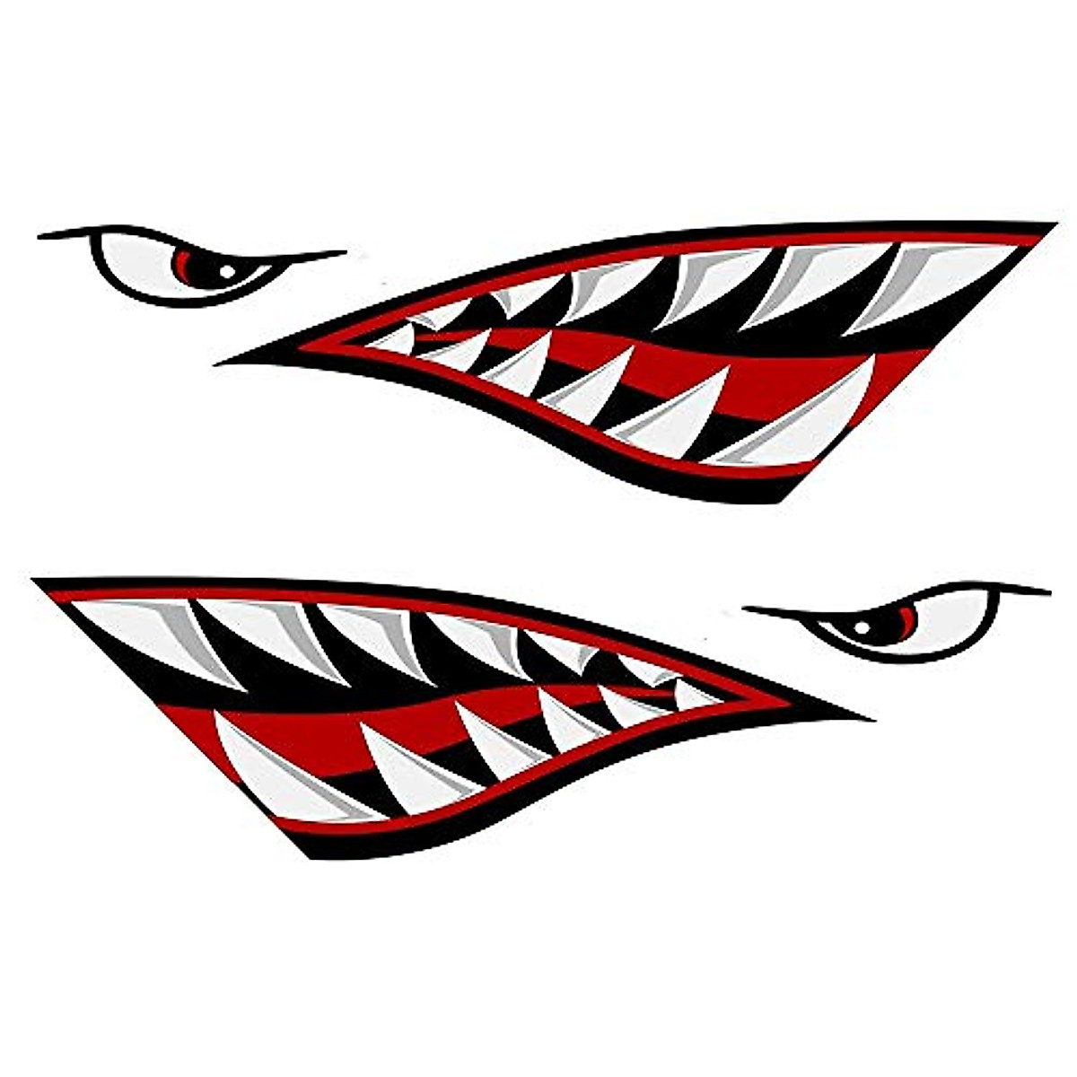 REJOYE 2Pcs Kayak Stickers Decals Waterproof Shark Teeth Mouth Reflective Boat Decals Stickers for Fishing Canoe Bboat Kayaking Accesories
