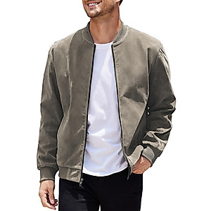 COOFANDY Mens Varsity Bomber Jacket Casual Lightweight Jackets Vintage Suede Coat