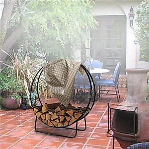 WBLCDH 40 inch Firewood Cover, 210D Oxford Cloth, Khaki, Storage Rack