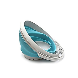 SAMMART 10L (2.6 Gallon) Collapsible Plastic Bucket - Foldable Round Tub - Portable Fishing Water Pail - Space Saving Outdoor Waterpot, Size 33cm Dia (1, Bright Blue)