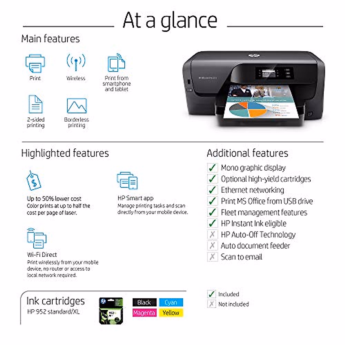 HP OfficeJet Pro 8210 Wireless Color Printer, HP Instant Ink or Amazon Dash replenishment ready (D9L64A),Black