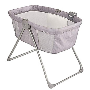 Evenflo Loft Portable Bassinet, for Boys & Girls, Bluetooth Speaker to play-music, soft-nightlight, Mesh Panels, Room-Temperature Monitor, 20-Pound Capacity, Gray Melange, 20.5” W x 4” D x 26.75” H