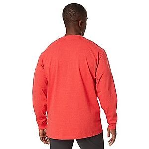 Carhartt Men's Loose Fit Heavyweight Long Logo Sleeve Graphic T-Shirt, Fire Red Heather