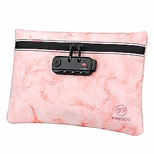 YEEFINE Smell Proof Bag with Combination Lock,Odor Proof Travel Bag PU leather for Cosmetic,Grinder,Herbs,Spices and travel stash storage (Pink)