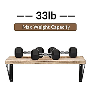 KINLINK Floating Shelves Wall Mounted, Wood Rustic Wall Shelves Set of 2 for Living Room/Bathroom/Bedroom/Kitchen/Farmhouse,Carbonized Black