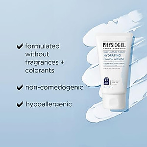 Physiogel Hydrating Facial Cream Moisturizer, Provides 72 hrs of Hydration for Normal to Dry Sensitive Skin, Fragrance Free, Strengthens Skin Barrier, Face Cream for Men & Women, Ceramide, Squalane