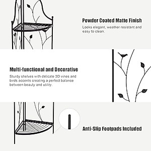 glitzhome 3-Tier Planter Shelf, Organizer Rack flower pot plant stand Indoor Outdoor Metal Planter for Garden and Home, Matte Black